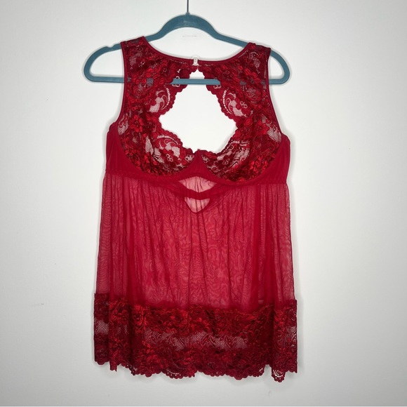 Glitter | Intimates & Sleepwear | Glitter Plus Size X Red Sheer Lace ...